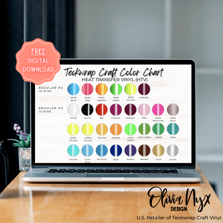 Teckwrap Craft Vinyl Color Chart | Heat Transfer Vinyl (HTV) - Olivia Nyx