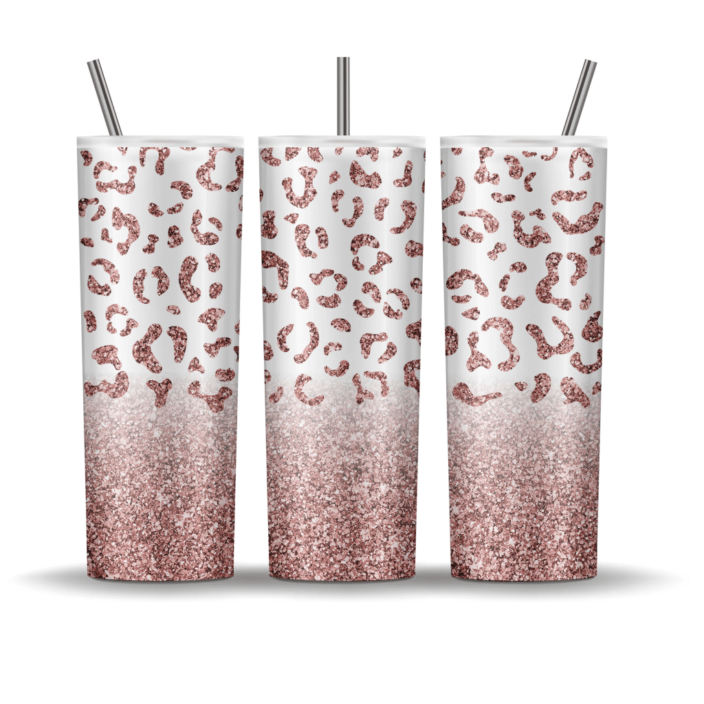 Leopard Rose Gold Glitter Tumbler Wrap - Olivia Nyx