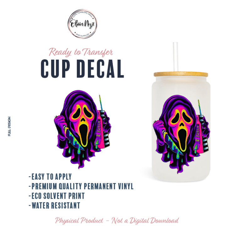 Neon Scream Ghostface Cup Decal - Olivia Nyx